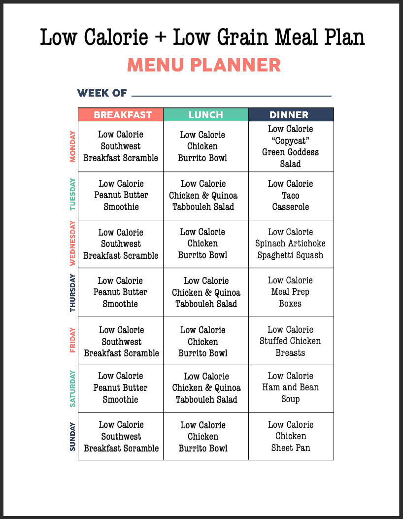 Low Calorie Weight Loss Meal Plans (Updated Weekly)