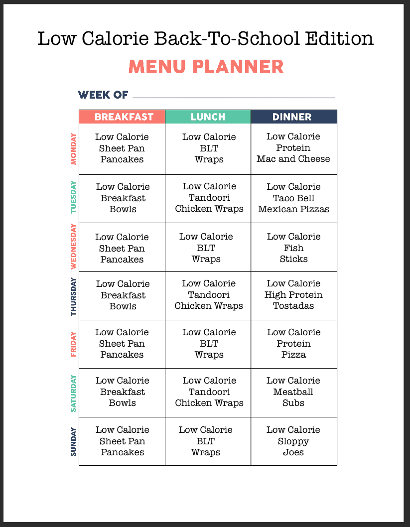 Low Calorie Weight Loss Meal Plans (Updated Weekly)