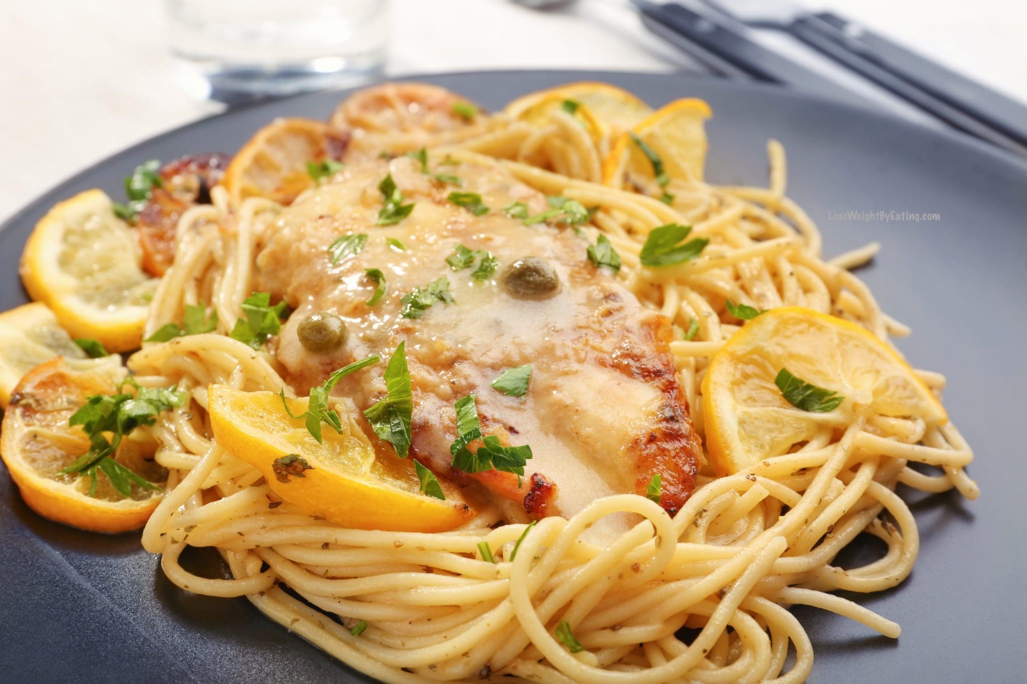 Low Calorie Chicken Piccata Pasta - Lose Weight By Eating